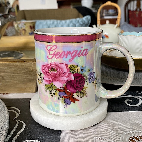 Unmarked | Dining | Vintage Georgia Opalescent Floral Mug | Poshmark